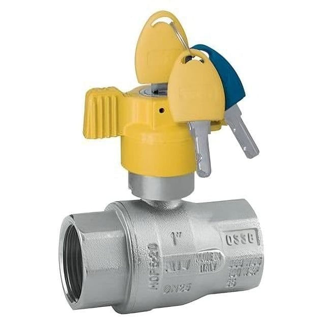 Brass Ball Valve - Locking Butterfly Handle - Gas & WRAS Approved