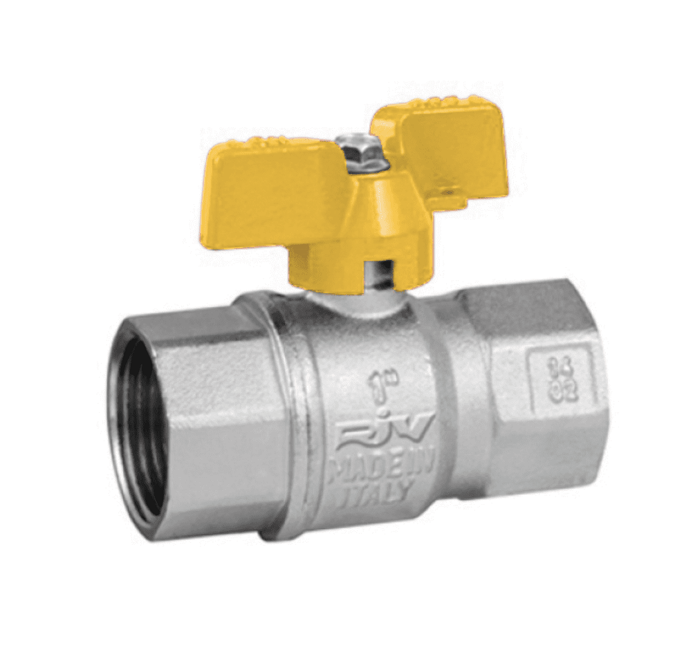 Brass Ball Valve BSI Gas Approved Yellow Butterfly Handle