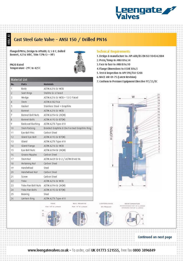 Cast Steel Gate Valve - Flanged PN16 Carbon Steel DN50-DN300