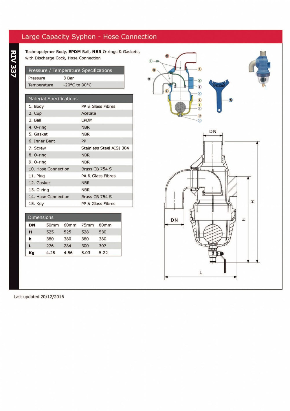Large Capacity Syphon Hose Connection with Discharge Cock