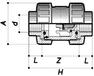 PVC Double Union Foot Valve - EPDM Seals Threaded Ends